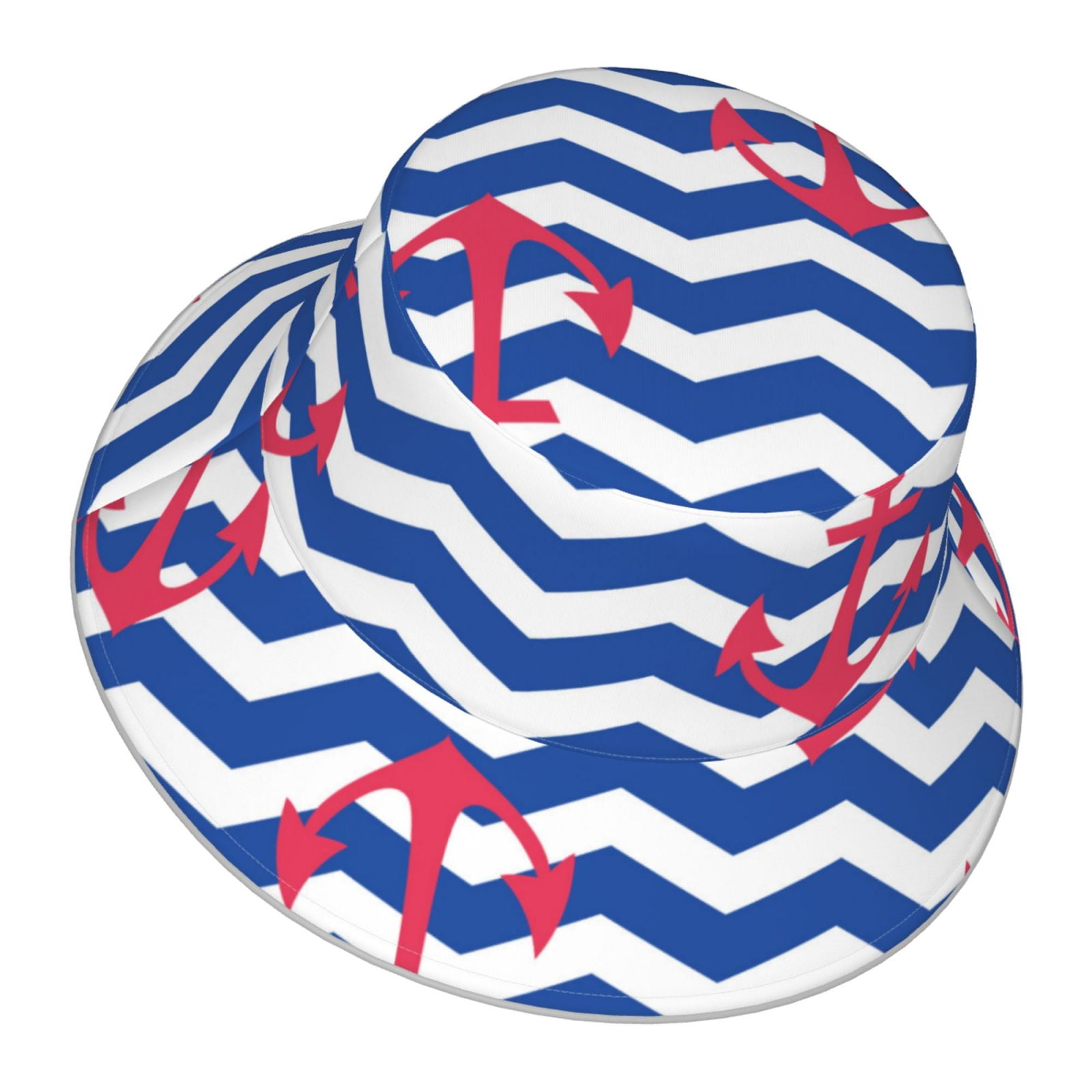 Daiia Nautical Anchors Pattern Bucket Hat - Trendy Cotton Sun Hat for ...