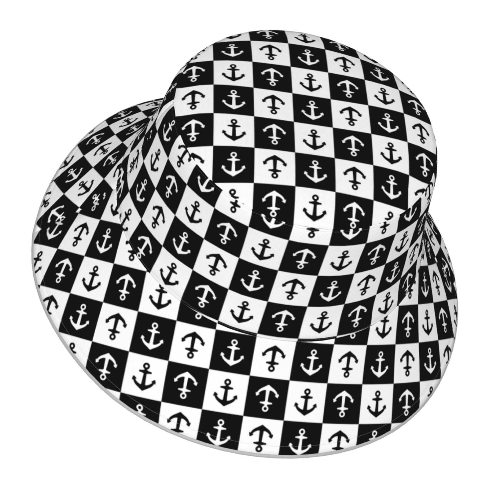 Daiia Nautical Anchors1 Pattern Bucket Hat - Trendy Cotton Sun Hat for ...