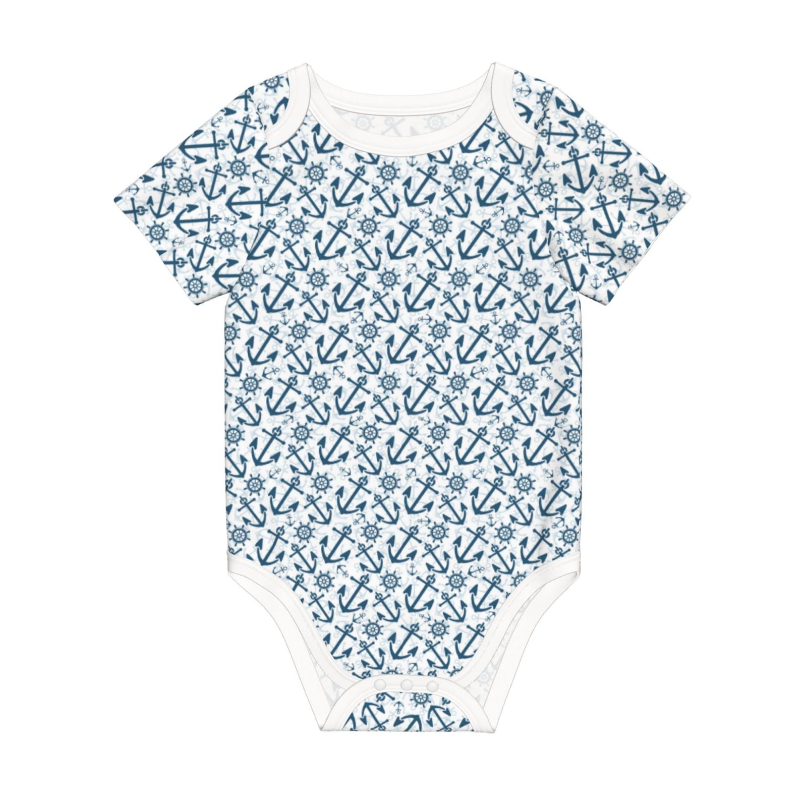 Daiia Nautical Theme Anchors Printed Unisex-Baby Short Sleeve Onesies ...