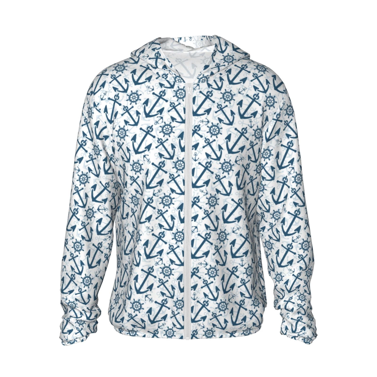Daiia Nautical Theme Anchors UPF 50+ Sun Protection Hoodie Jacket ...
