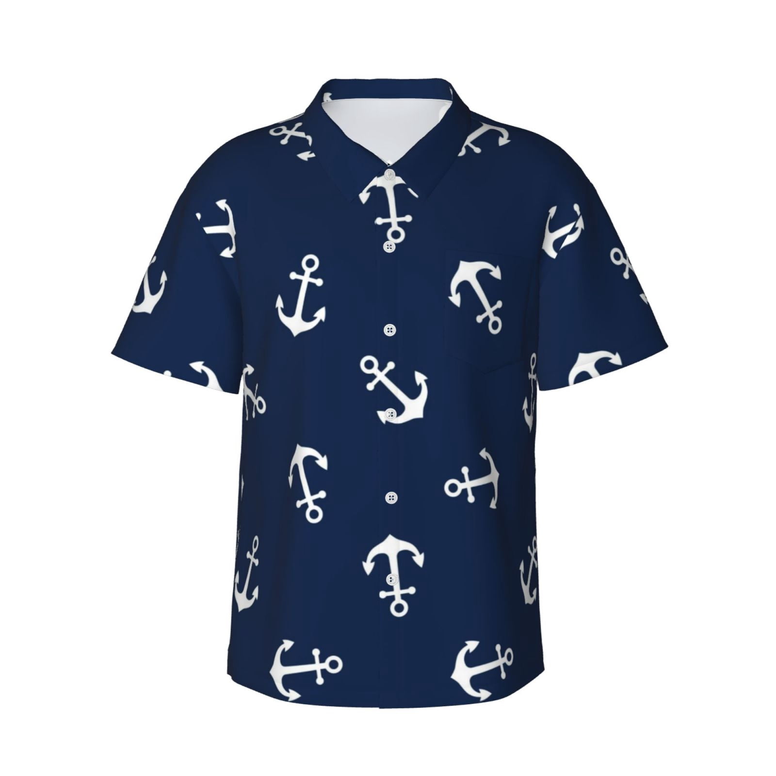Daiia Nautical Themed Simple Anchors Hawaiian Shirt for Men Gentle ...