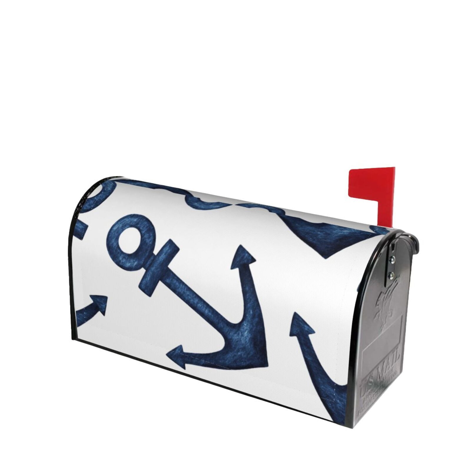 Daiia Navy Blue Anchor Mailbox Cover , Magnetic Welcome Mailbox Wraps ...