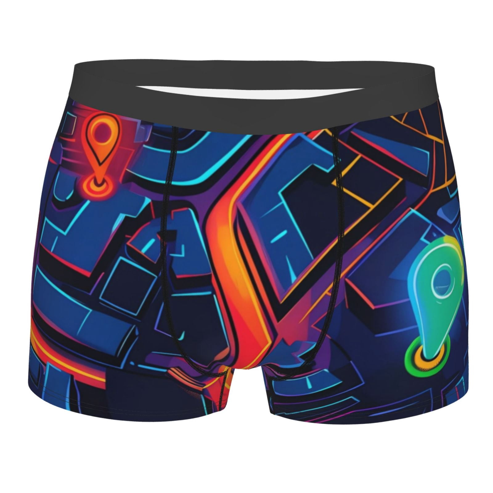 Daiia Neon City Map Men's Underwear Boxer Briefs, Cotton Stretch ...