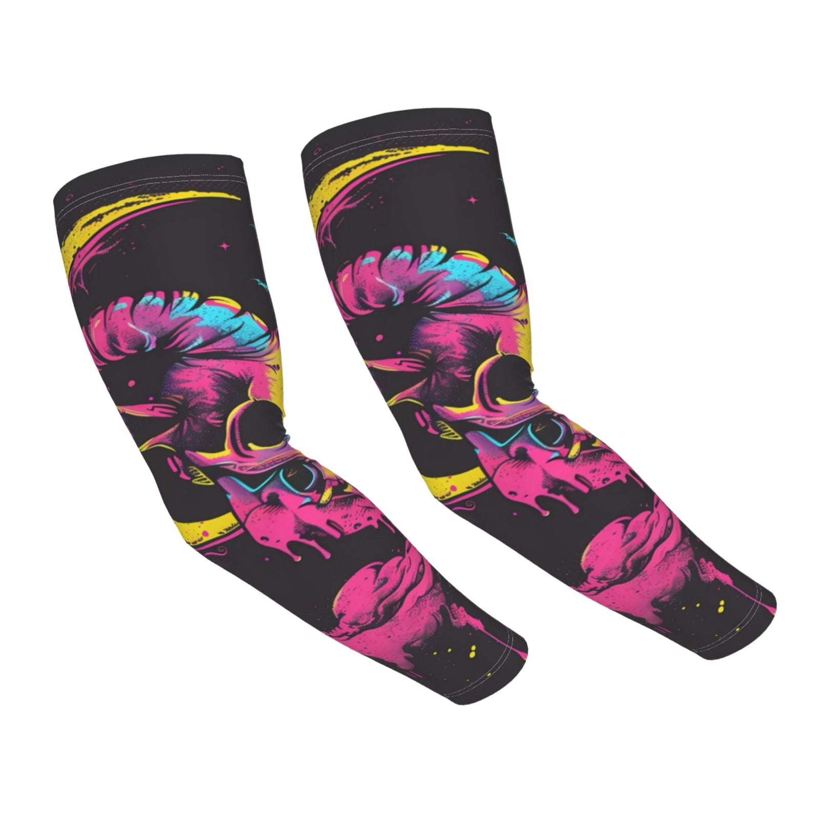 Daiia Neon Gothic Skull Moon UV Sun Protection Arm Sleeves - Cooling ...