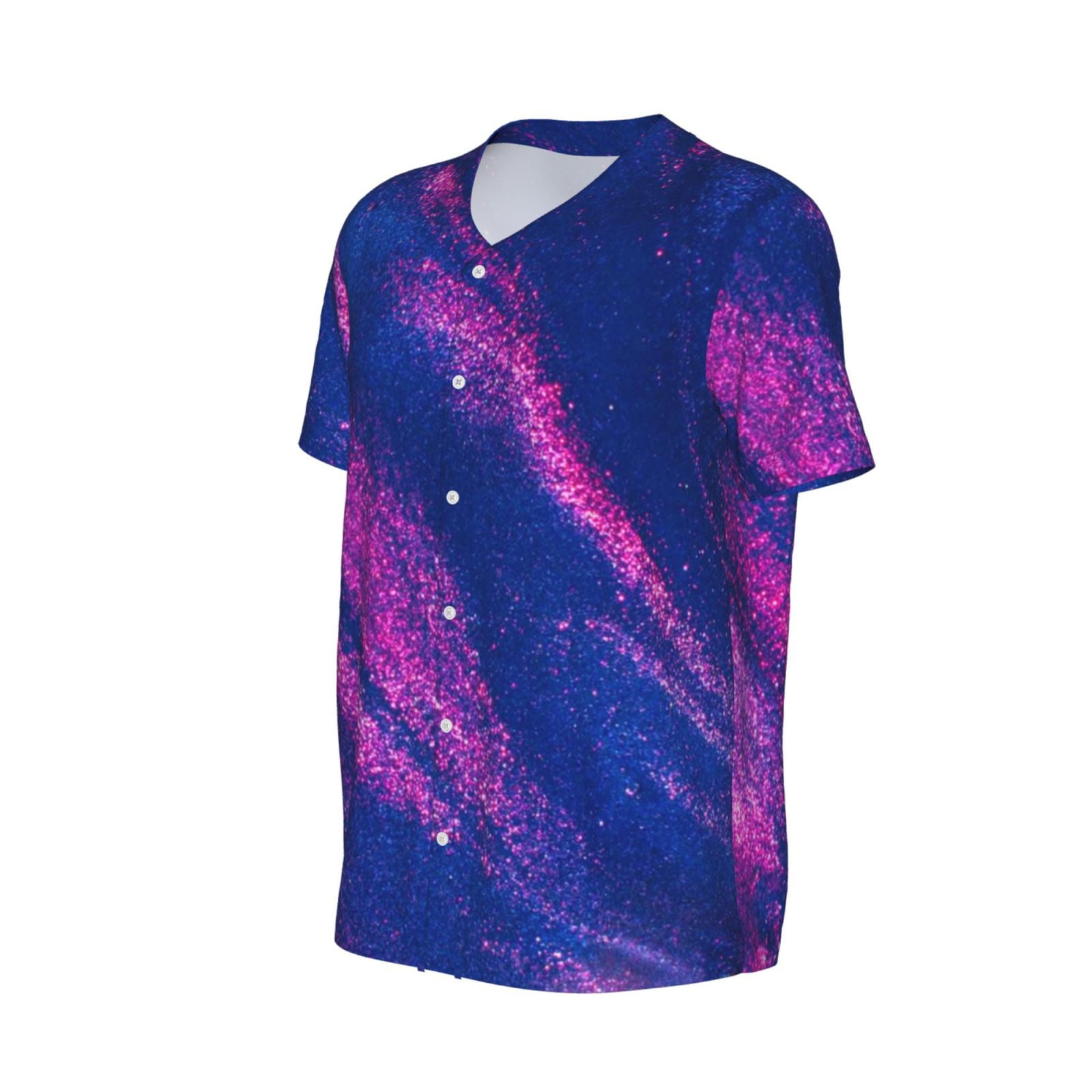 Daiia Neon Gradient Blue Mens Baseball Jersey Button Down Shirts Short ...