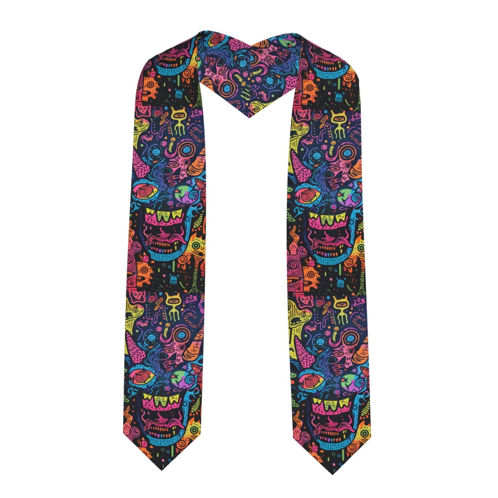 Daiia Neon Graffiti Urban Art Pattern Graduation Shawl Stole – Satin ...