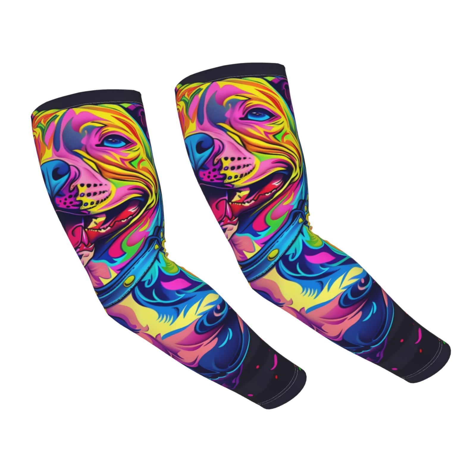 Daiia Neon Pop Art Pitbull UV Sun Protection Arm Sleeves - Cooling ...