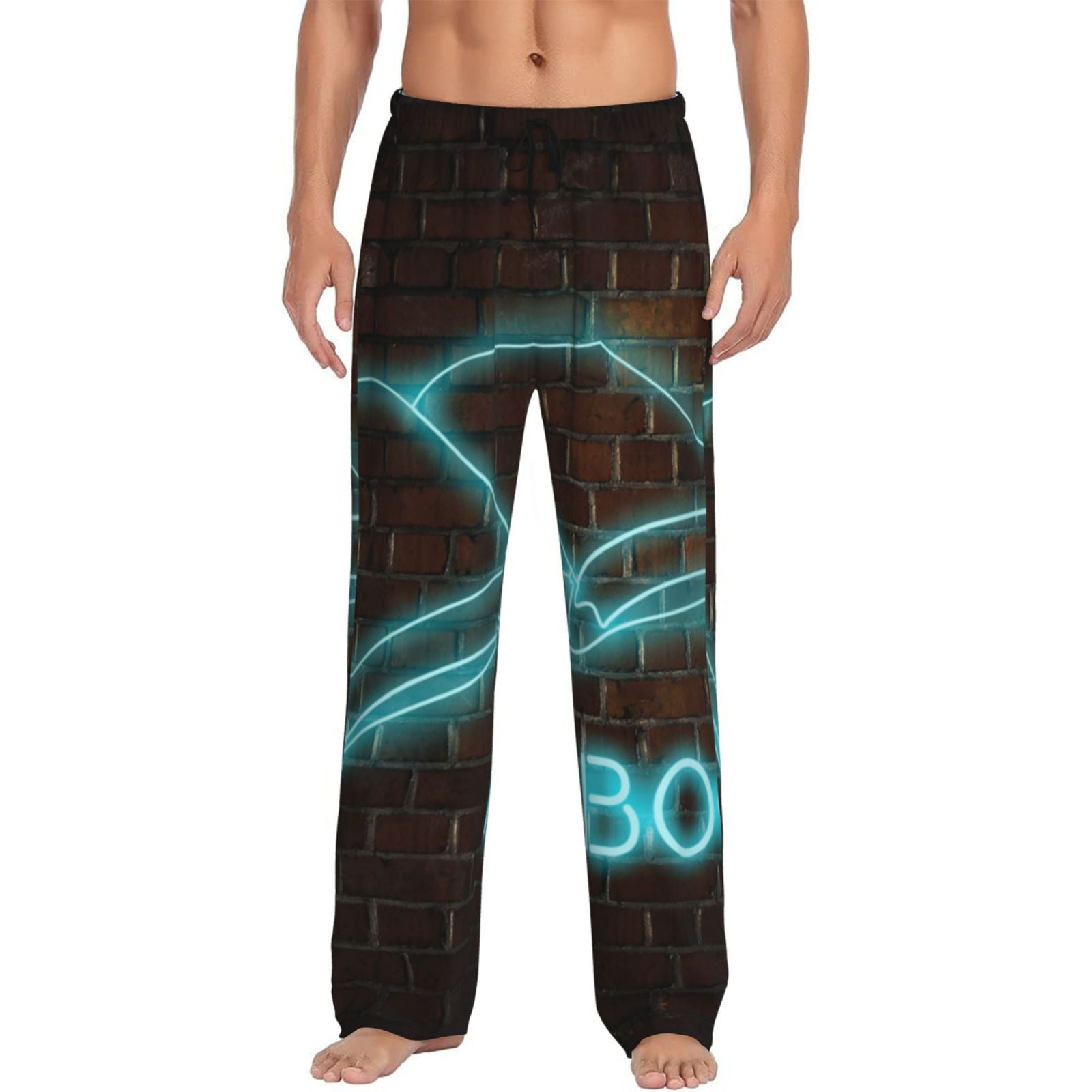 Daiia Neon Sign For Books Men's Sleep Pant with Pockets and Drawstring ...
