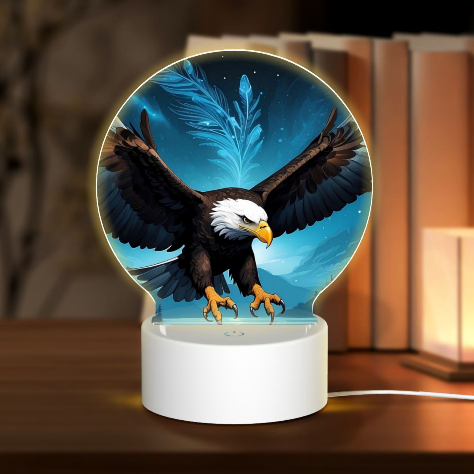 Daiia Night Sky Forest Bald Eagle Pattern Acrylic Night Light, LED ...