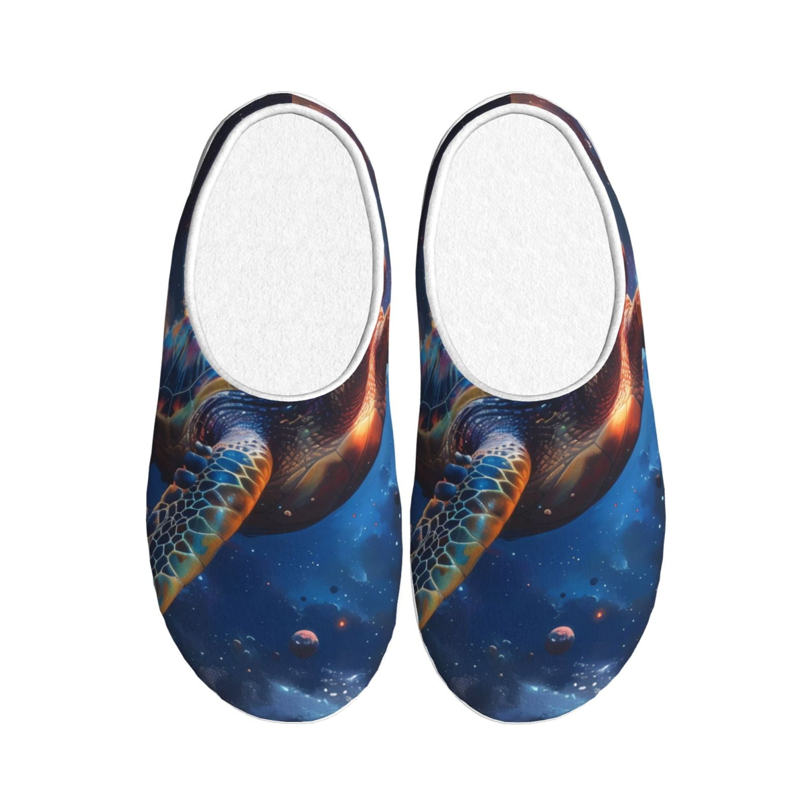 Daiia Night Sky Turtle Print Women’s Fuzzy Slippers Memory Foam ...