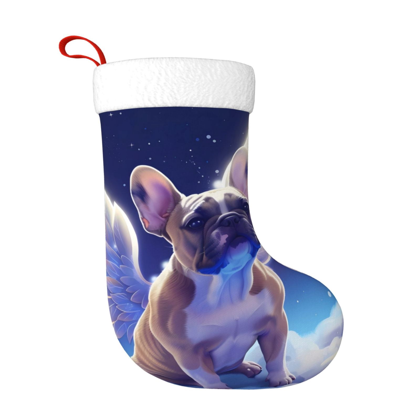 Daiia Night Sky Winged French Bulldog Print Christmas Stocking，18"Large ...