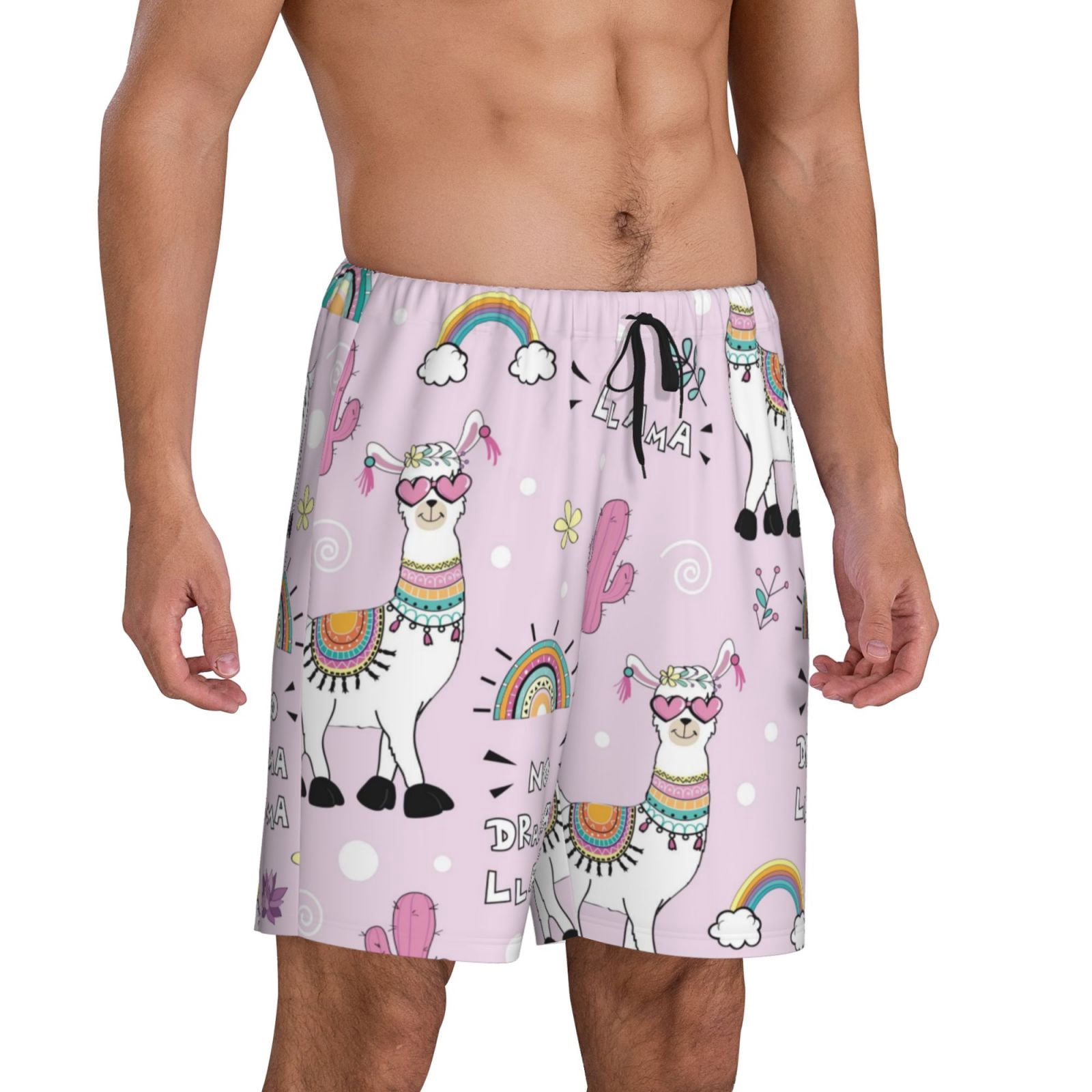 Daiia No Drama Llama Mens Woven Stretch Pajama Short,Short Pajama Pants ...