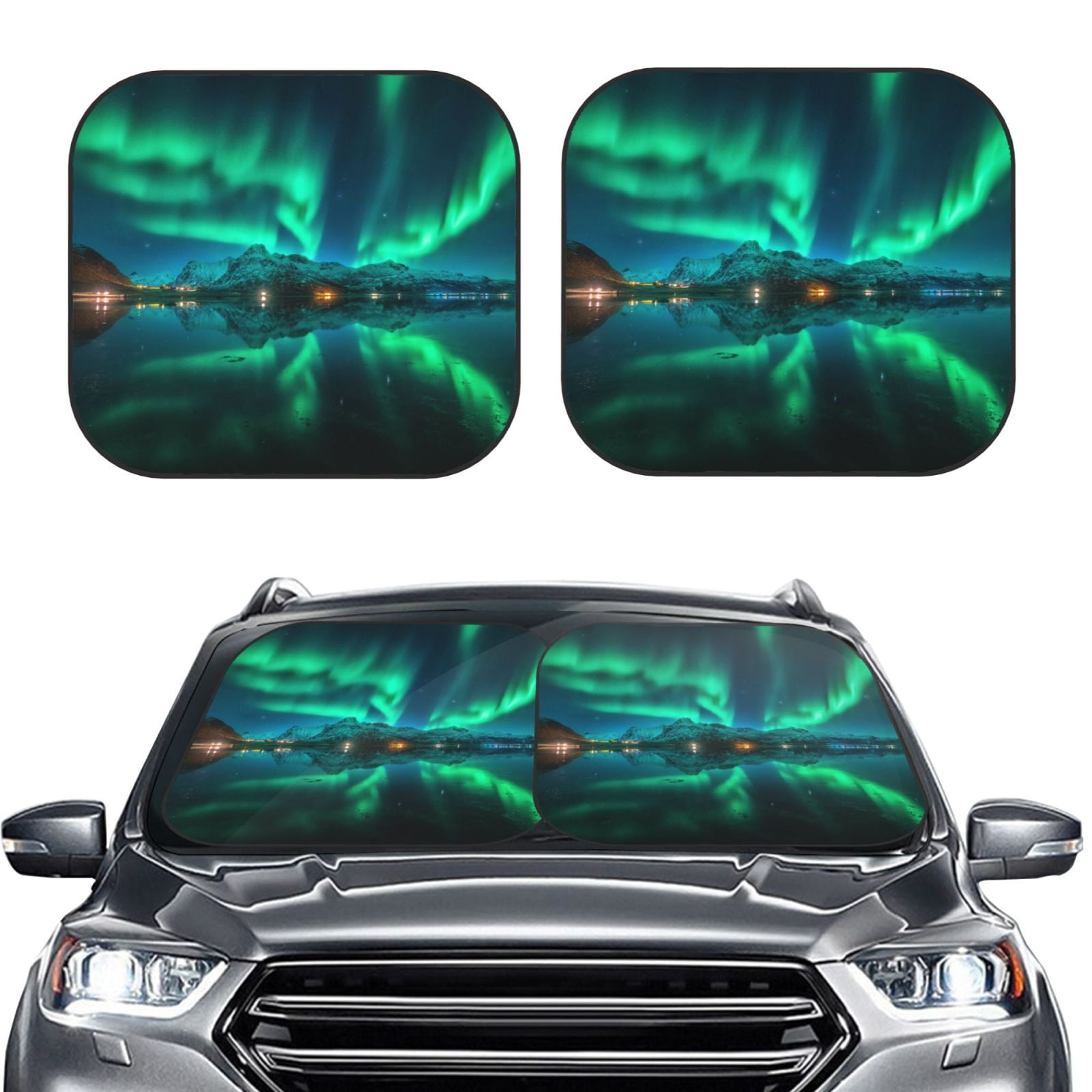 Daiia Northern Lights 2PCS Car Windshield Sun Shade, Foldable Sun ...