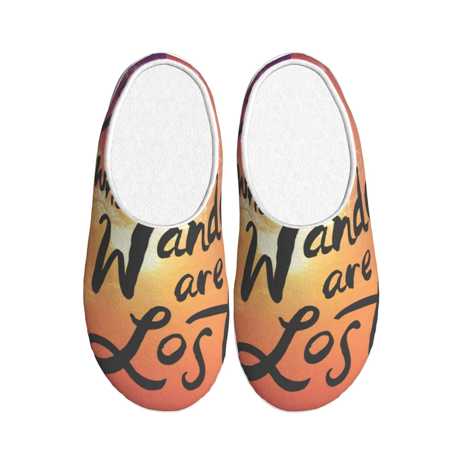 Daiia Not All Who Wander Are Lost Print Women’s Fuzzy Slippers Memory ...