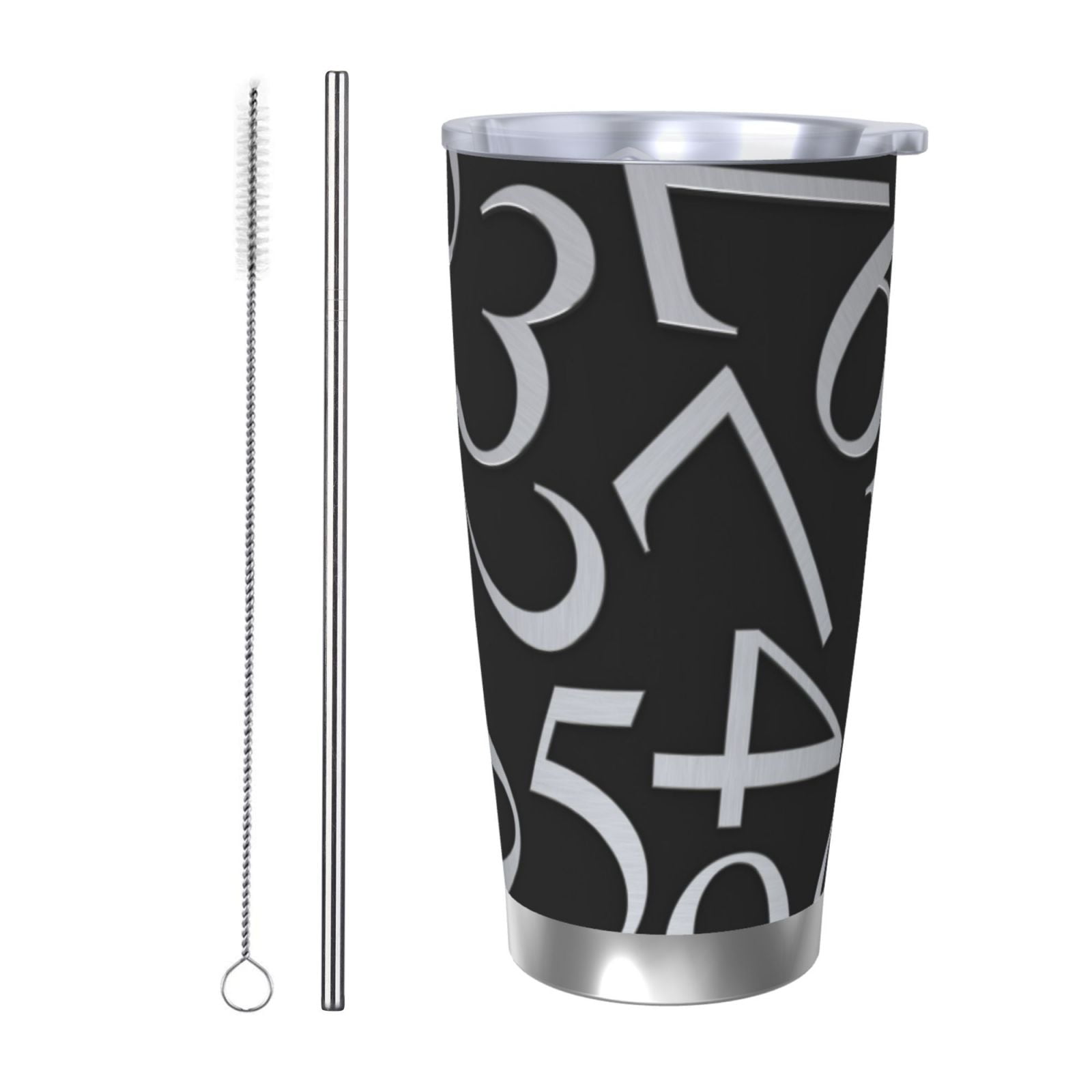 Daiia Numbers Printed 20oz Insulated Coffee Cup with Straw Topper ...
