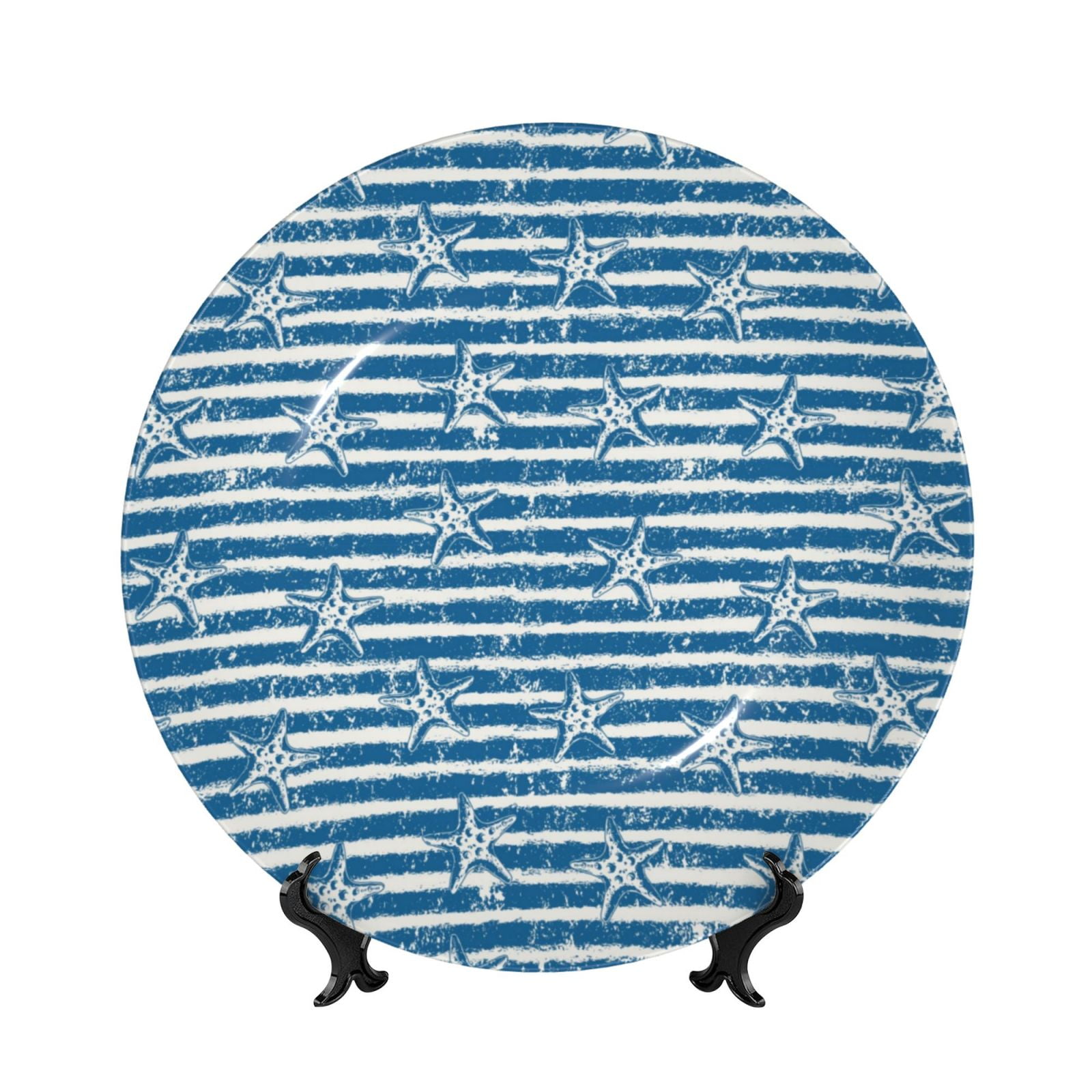 Daiia Ocean on Striped Printed Pattern Ceramic Plate Dinner Plates Bone ...