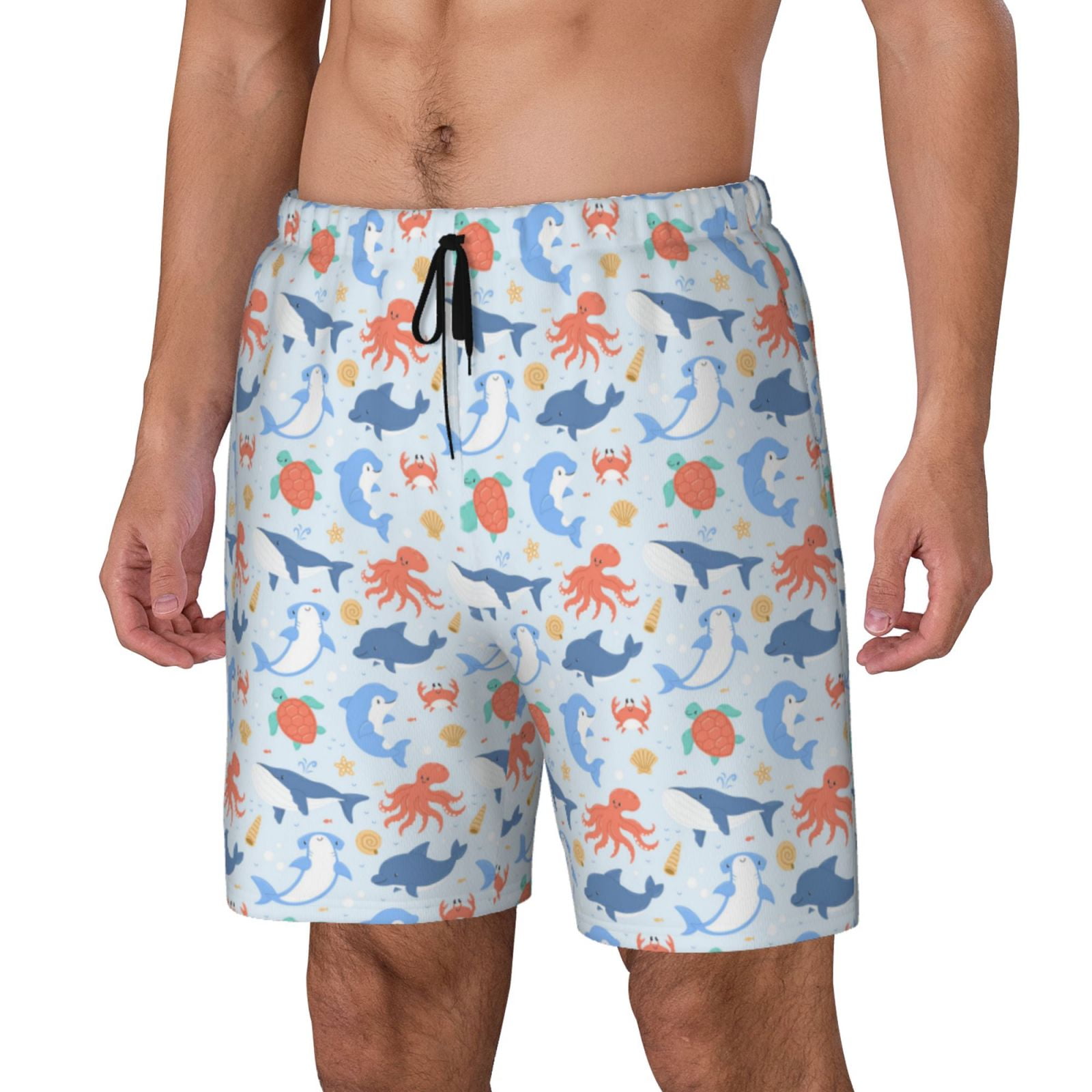 Daiia Ocean animals Pattern Mens Swim Trunks Swim Shorts Quick Dry Swim ...