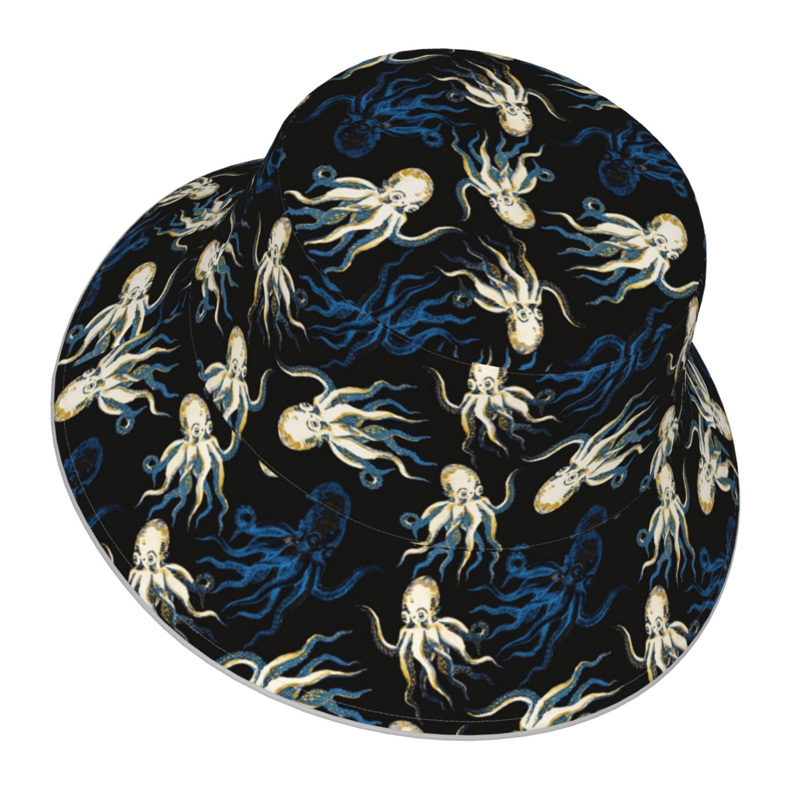 Daiia Octopus 1 Pattern Bucket Hat - Trendy Cotton Sun Hat for Beach ...