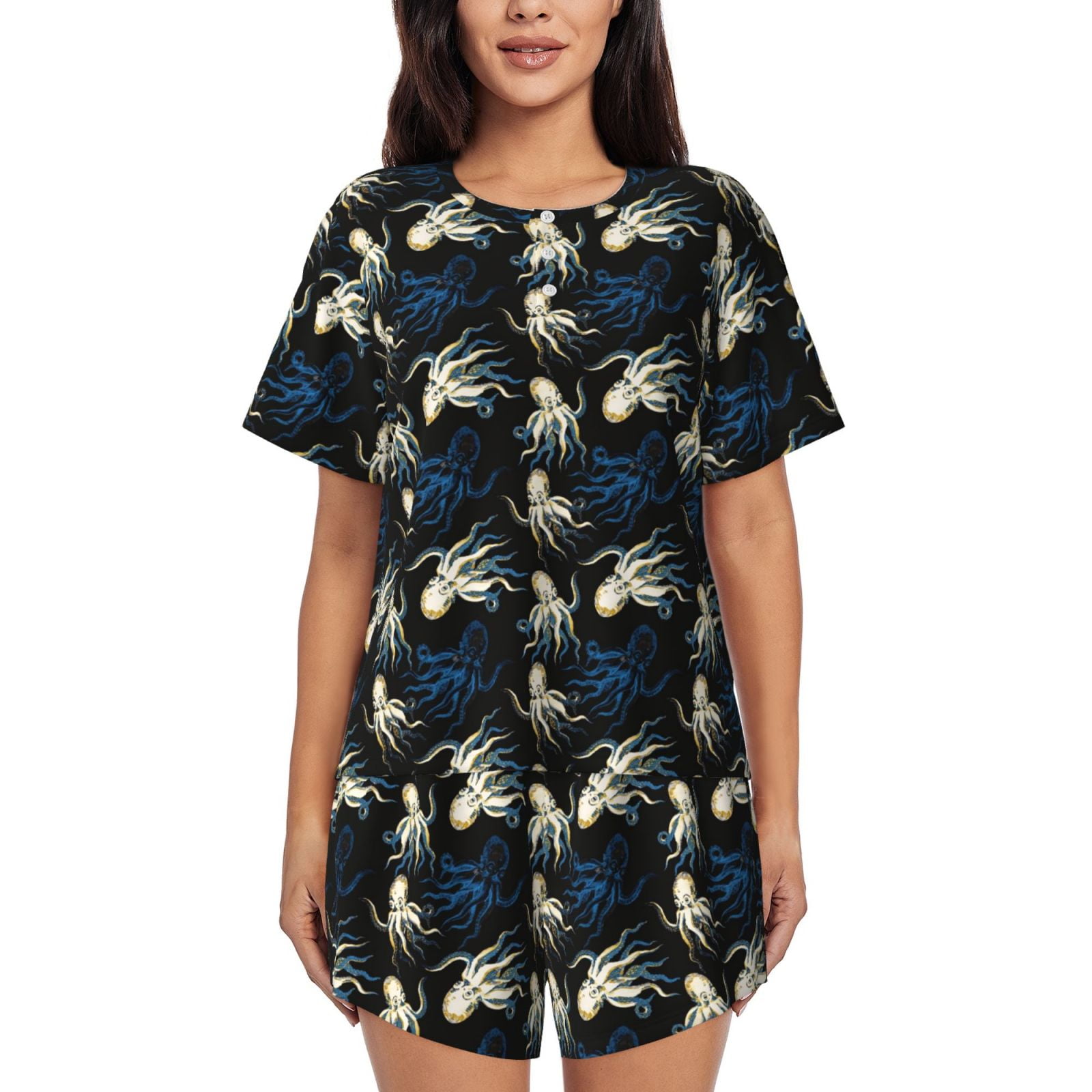 Daiia Octopus 1 Pattern Womens Pajama Sets Short Sleeve Pajamas for ...