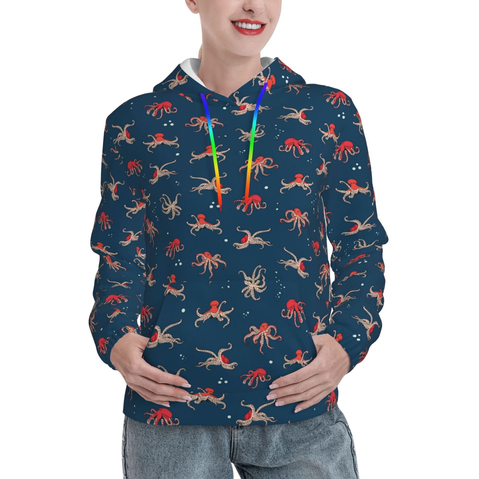 Daiia Octopus Sea Life Pattern Women's Fashion Hoodies & Sweatshirts ...