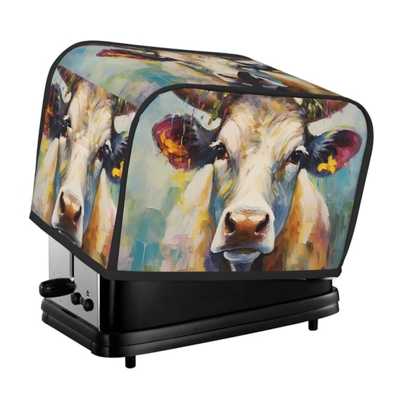 Daiia Oil Painting Flower Cow Pattern 2 slice Toaster Cover, Toaster ...