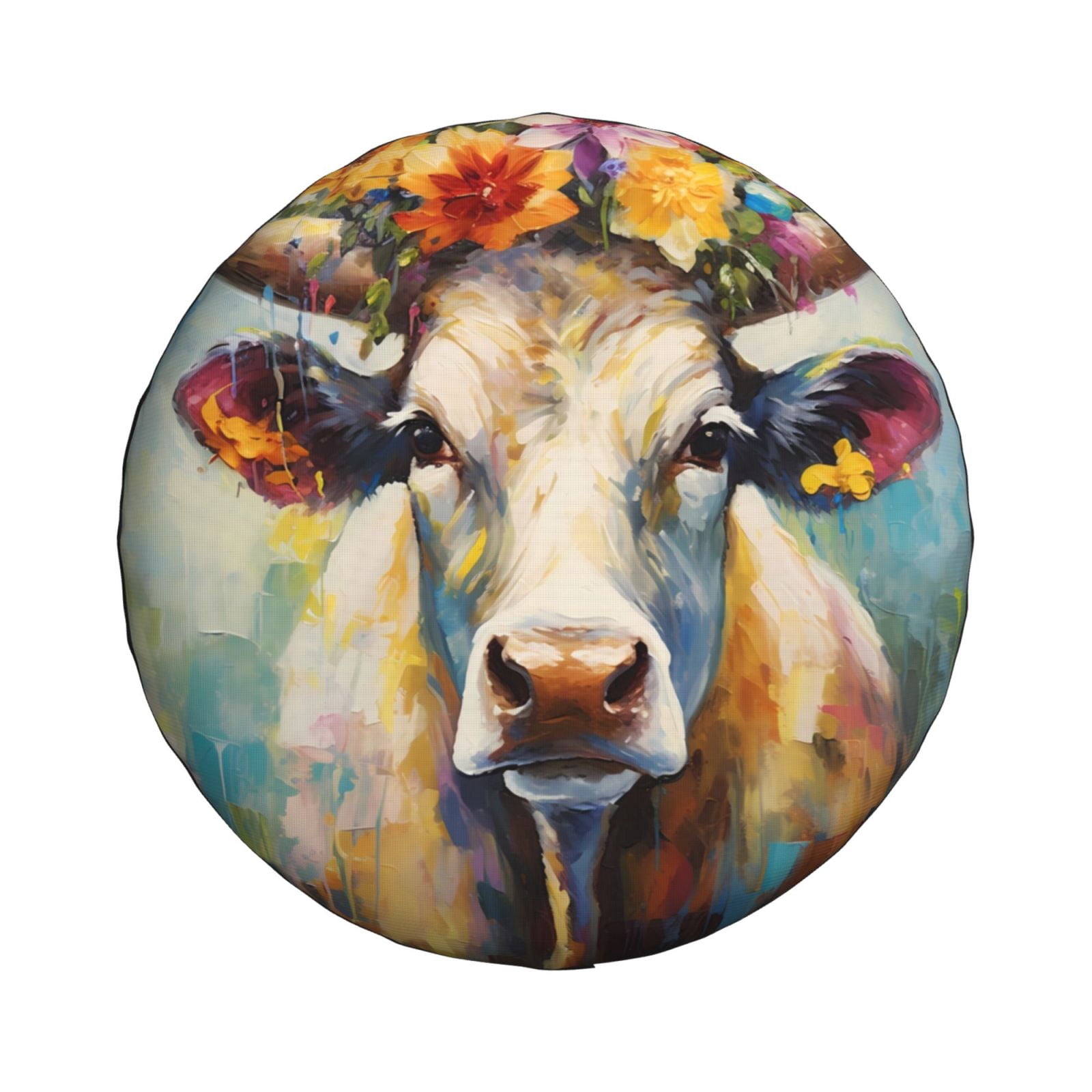 Daiia Oil Painting Flower Cow Tire Covers , Travel Trailer Camper Truck ...
