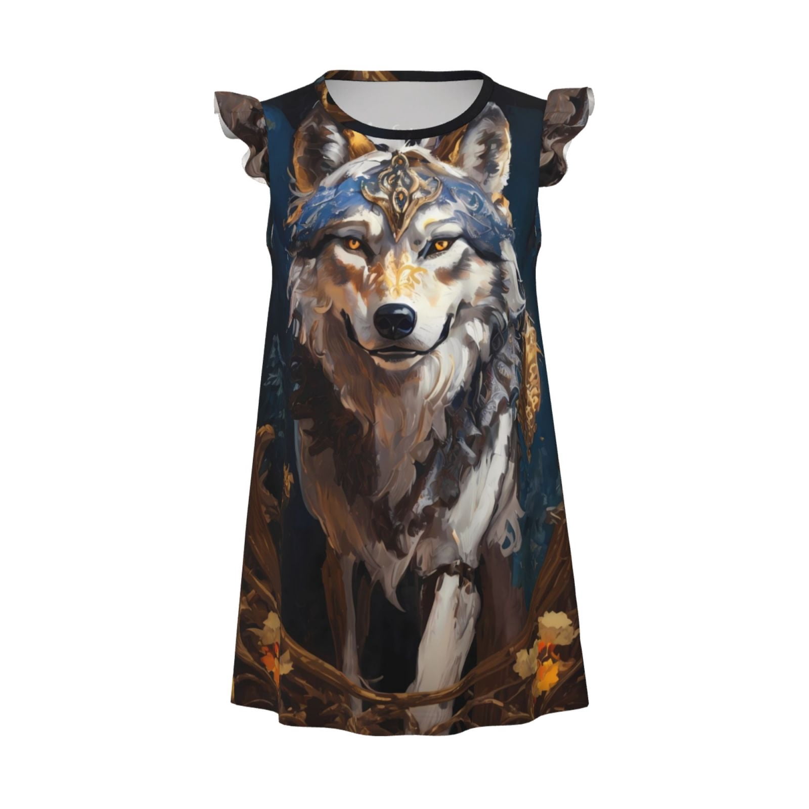 Daiia Oil Painting Tribal Wolf Girls Nightgowns, Unicorn Nightgown ...