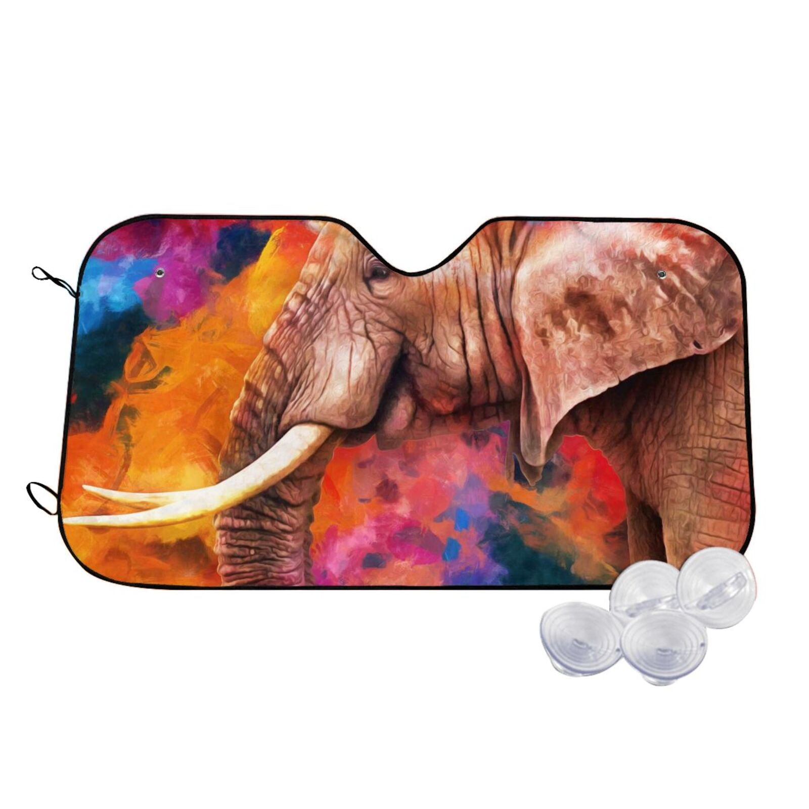 Daiia Oil Paintings of Elephants Windshield Sun Shade for Car SUV Truck ...