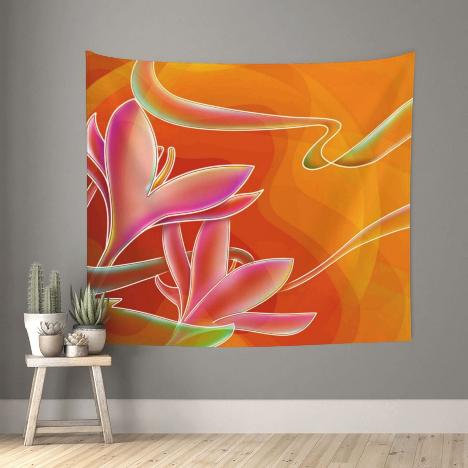 Daiia Orange Flower Psychedelic Pattern Tapestry 60x51 Inches Wall ...