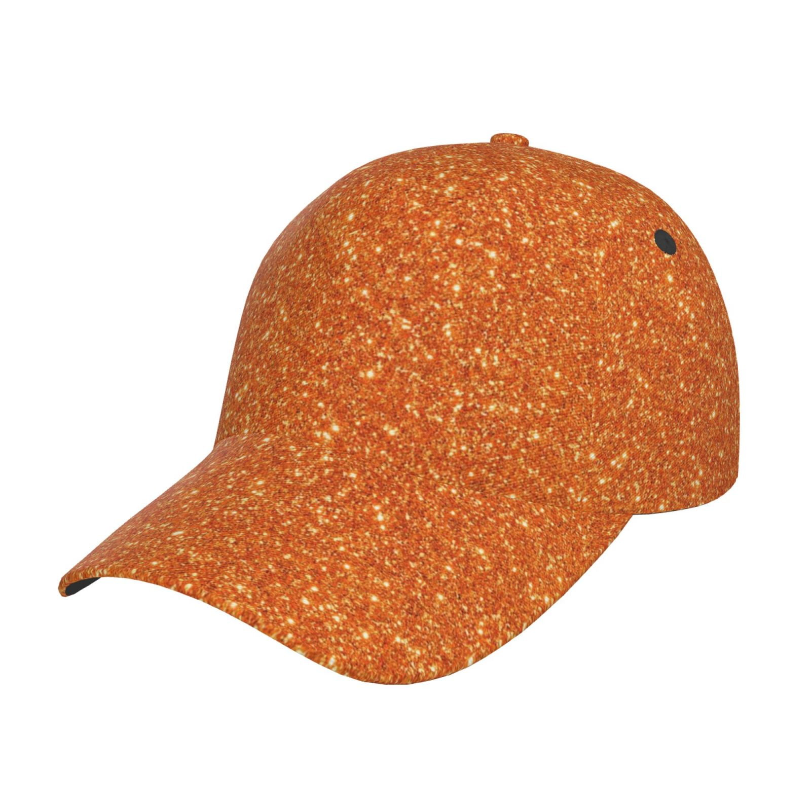 Daiia Orange Glitter Baseball Cap Men Women Classic Adjustable For ...