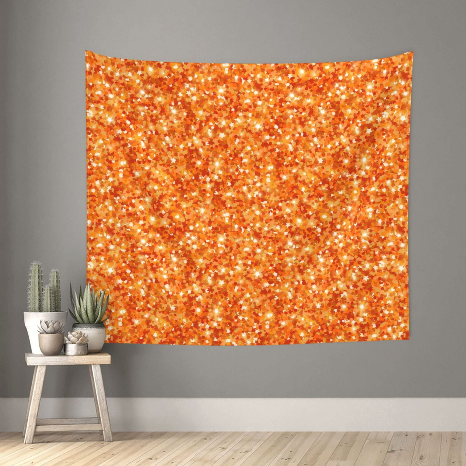 Daiia Orange Glitter Pattern Tapestry 60x51 Inches Wall Hanging ...