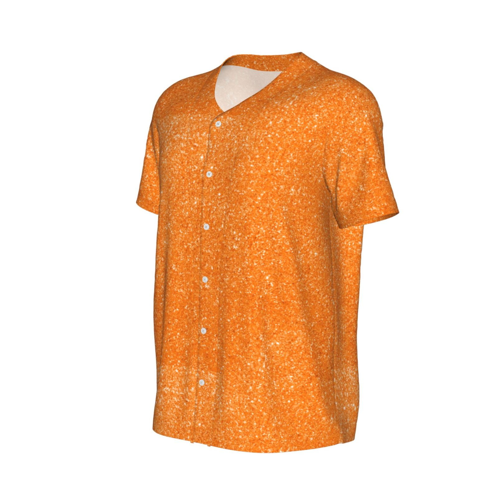 Daiia Orange Glitter2 Mens Baseball Jersey Button Down Shirts Short ...