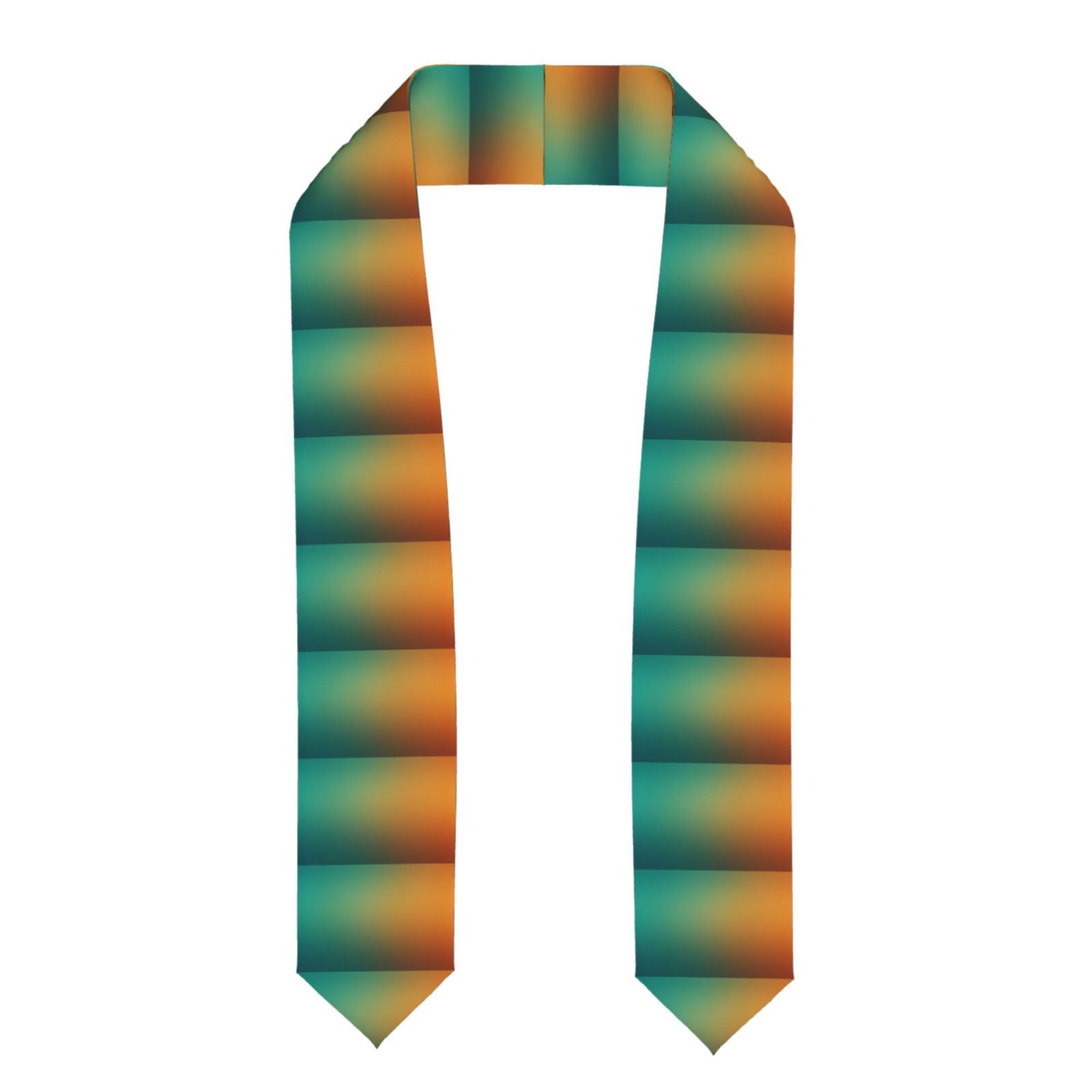 Daiia Orange To Teal Gradient Pattern Graduation Shawl Stole – Satin ...
