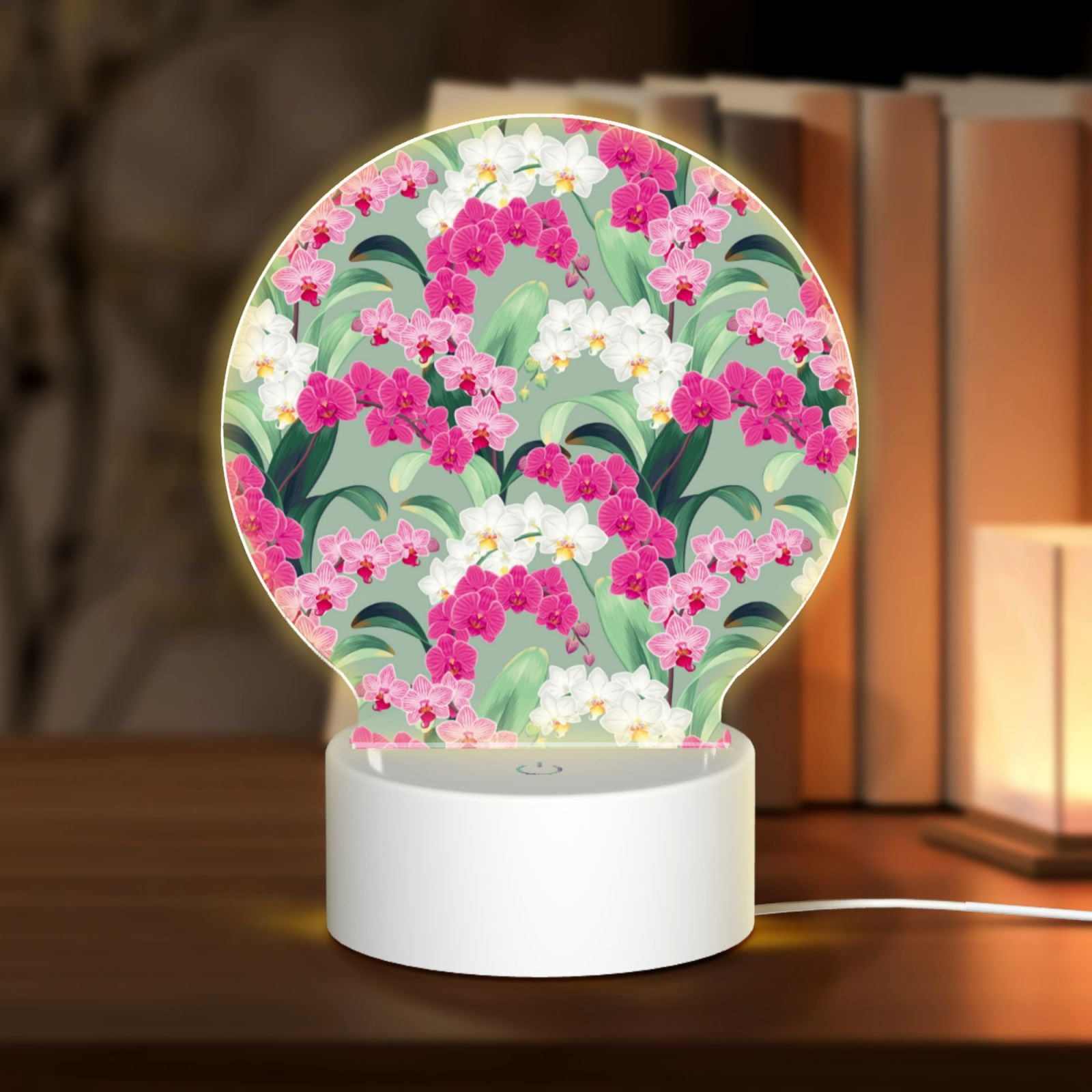 Daiia Orchids Flowers Pattern Acrylic Night Light, LED Touch Light ...