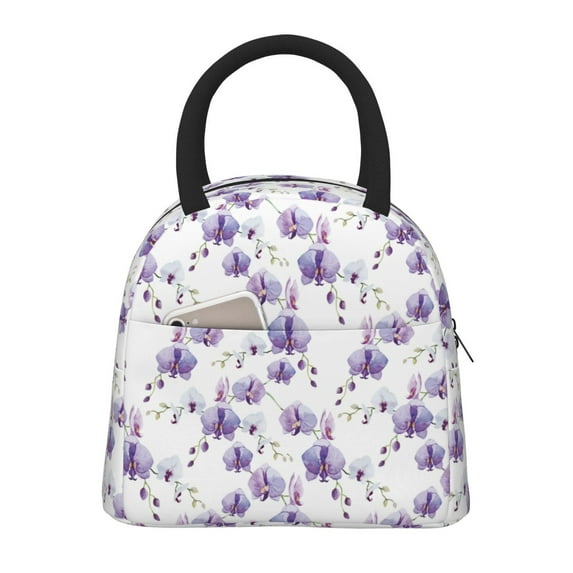 Daiia Orchids Flowers Pattern Lunch Bag , Insulated Lunch Box, Small ...
