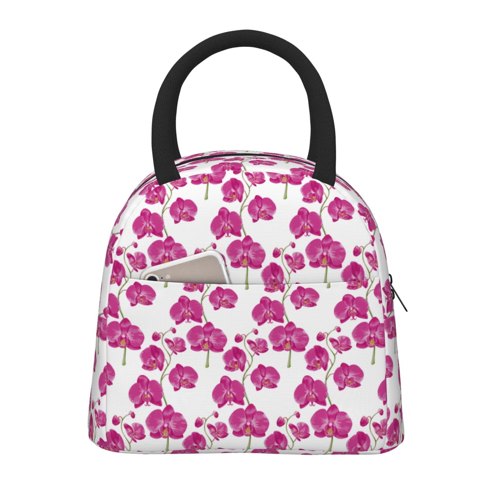 Daiia Orchids Flowers Pattern Lunch Bag , Insulated Lunch Box, Small ...