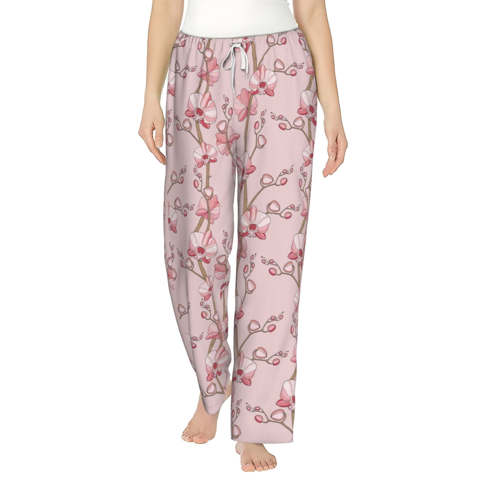Daiia Orchids Flowers Women's Sleep Pant with Pockets and Drawstring ...