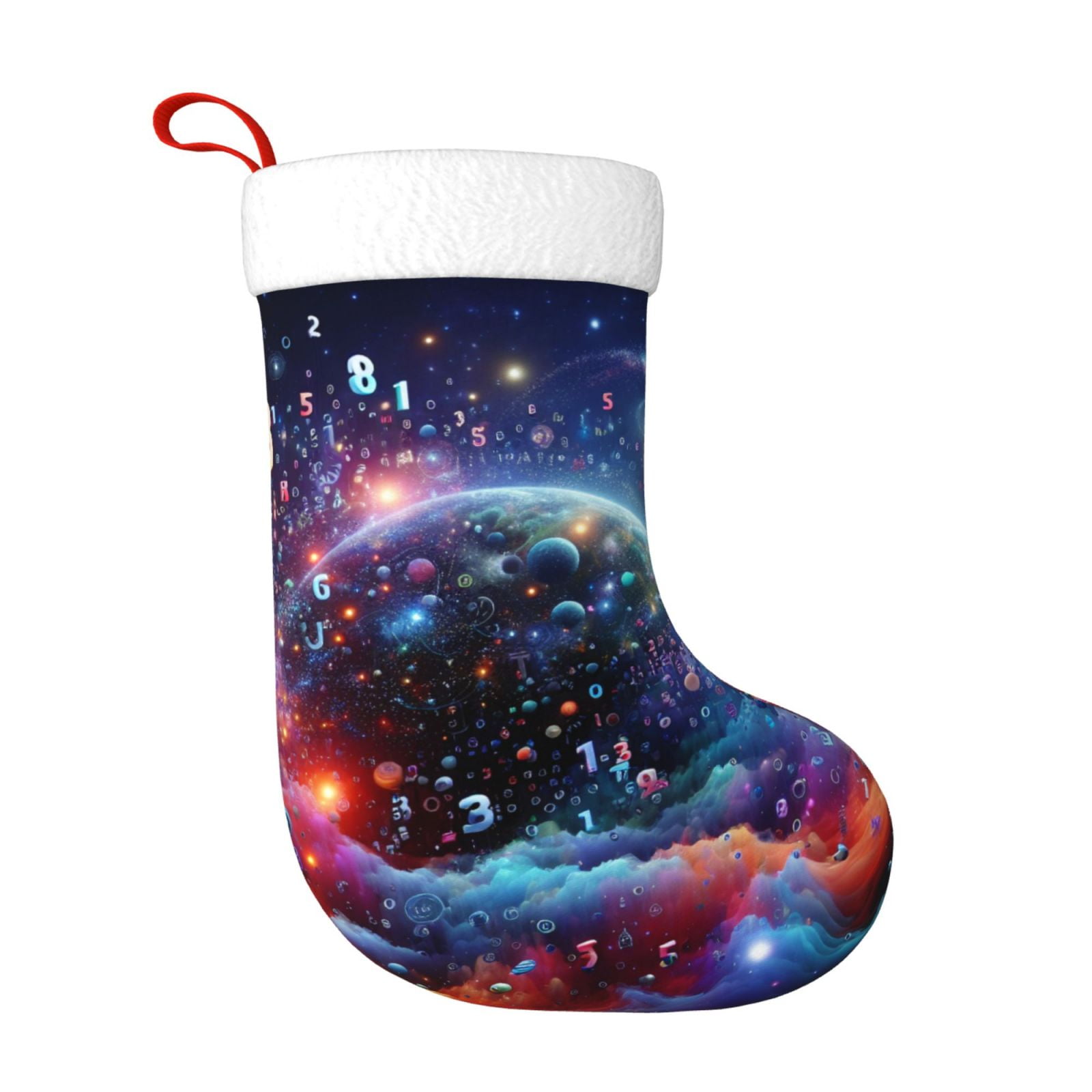 Daiia Outer Space Floating Numbers And Letters Print Christmas Stocking ...