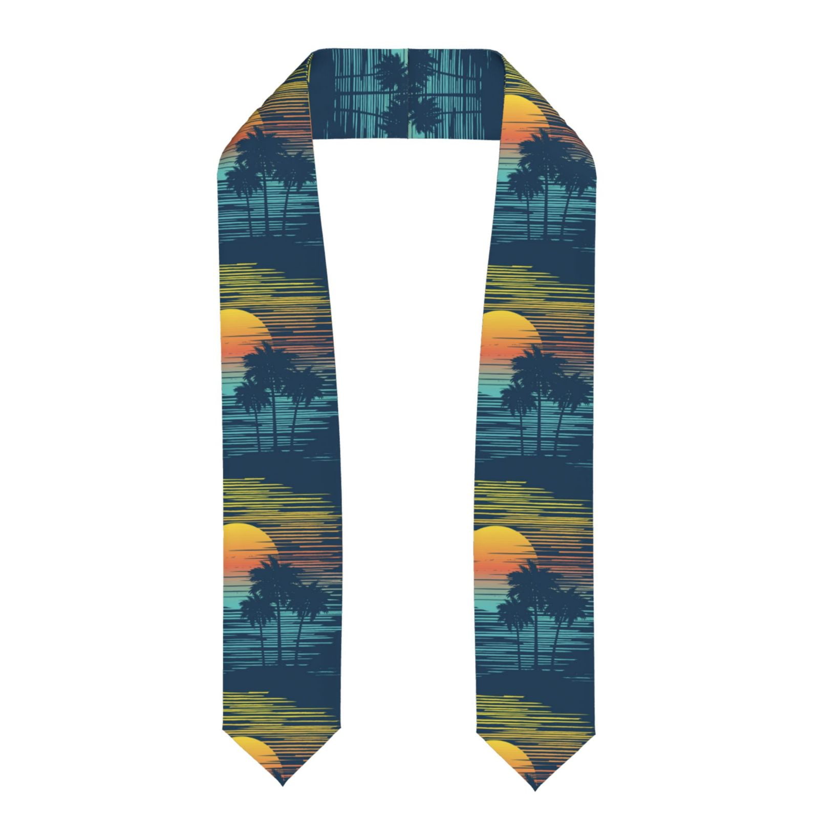 Daiia Palm Trees Pattern Graduation Shawl Stole – Satin Graduation ...
