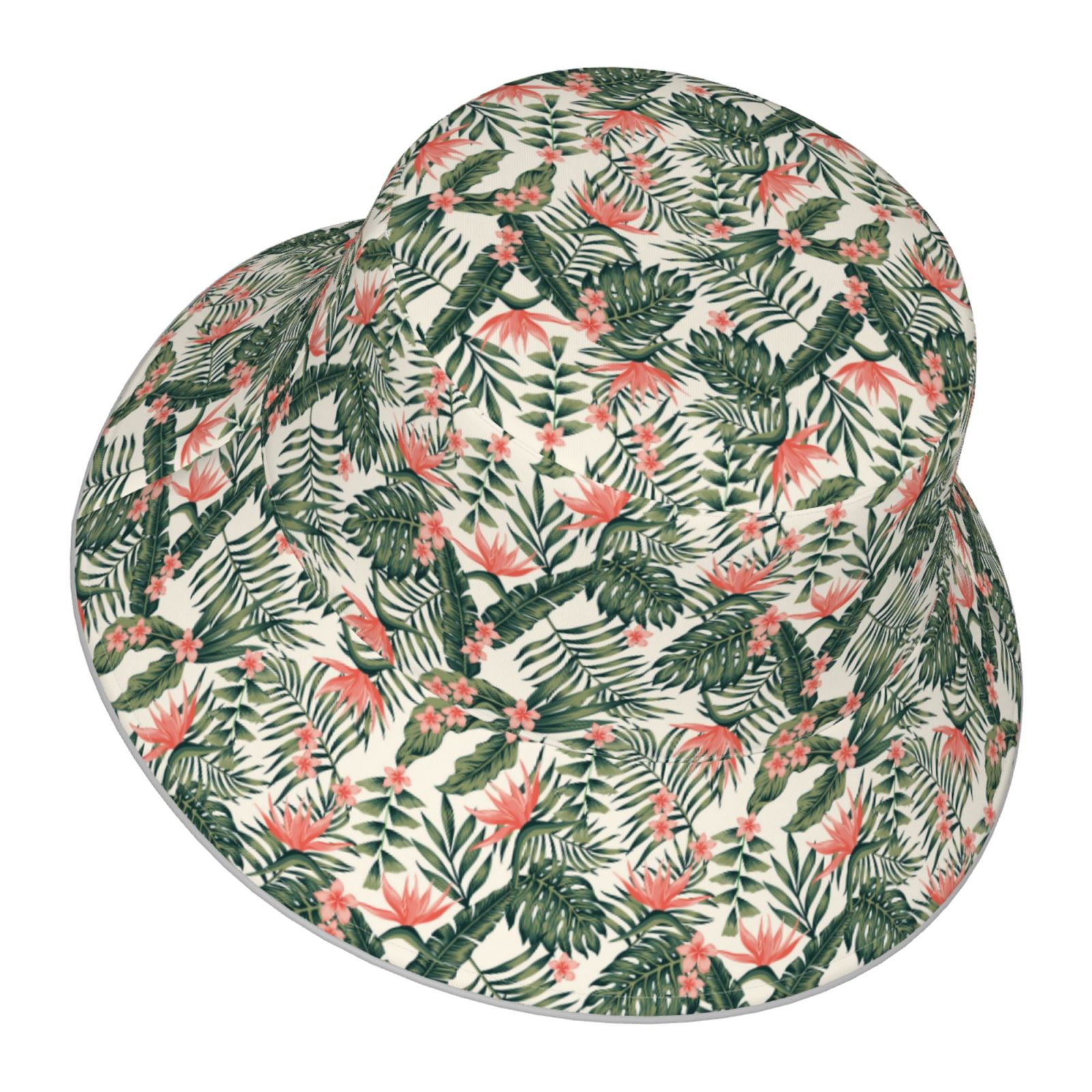 Daiia Palm Trees and Tropical Pattern Bucket Hat - Trendy Cotton Sun ...