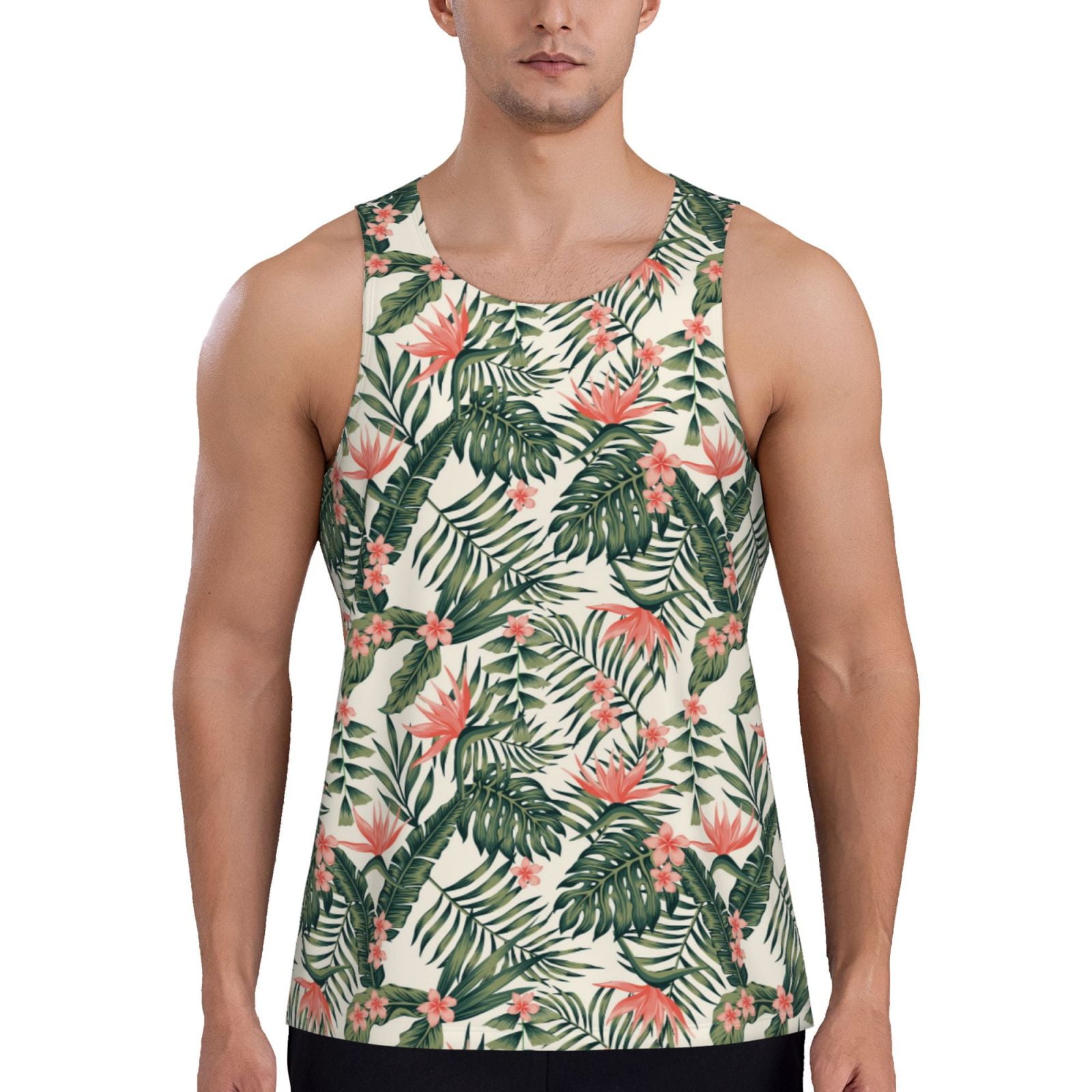 Daiia Palm Trees and Tropical Printed Men's Quick Dry Fit Muscle Tank ...