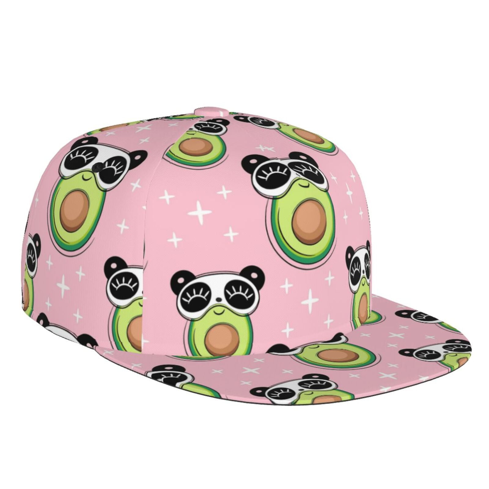 Daiia Panda Avocado print Flat Bill Hats Flat Brim Trucker Cap Baseball ...
