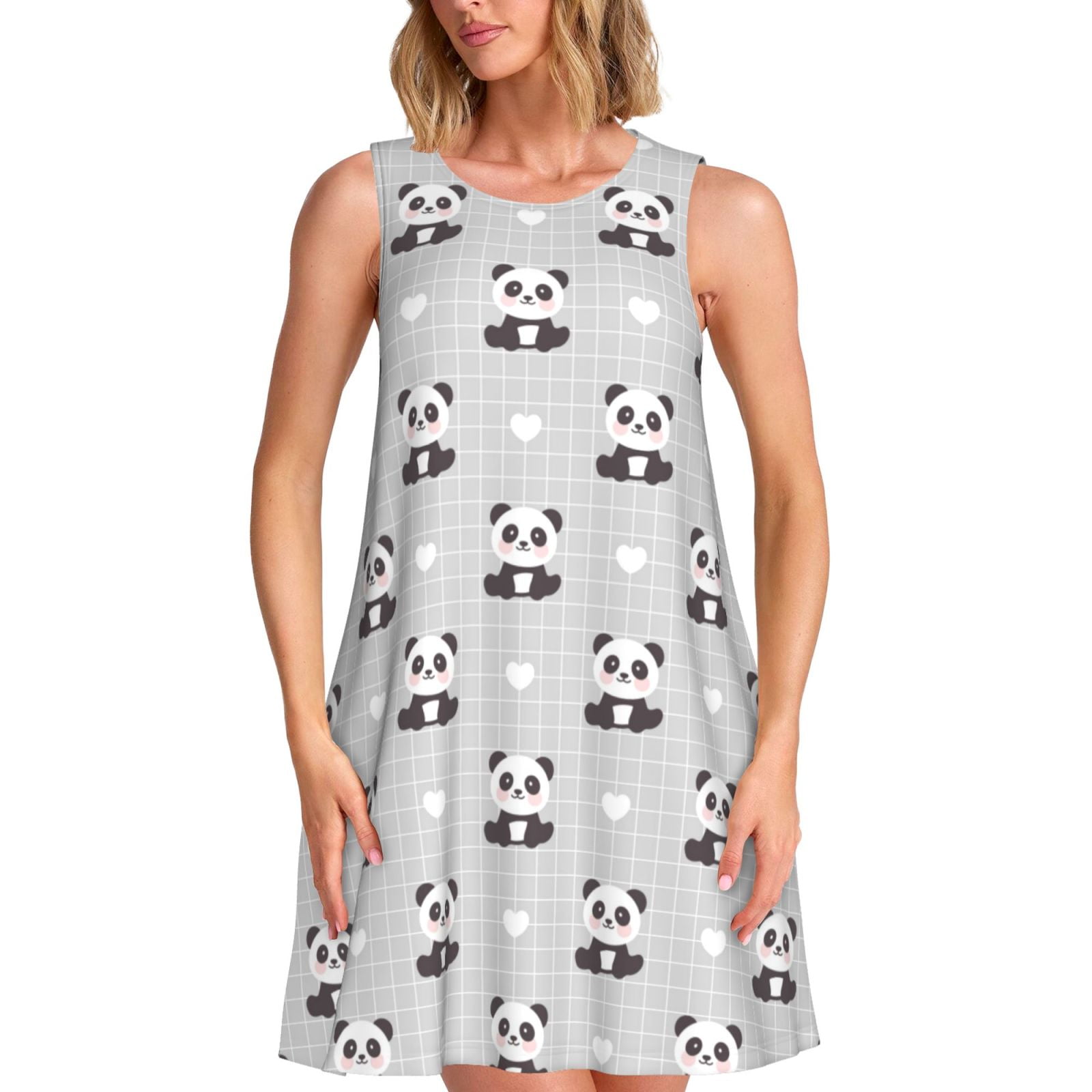 Daiia Panda Bear Print Women's Dresses 2025 Trendy Short sleeve Dresses ...