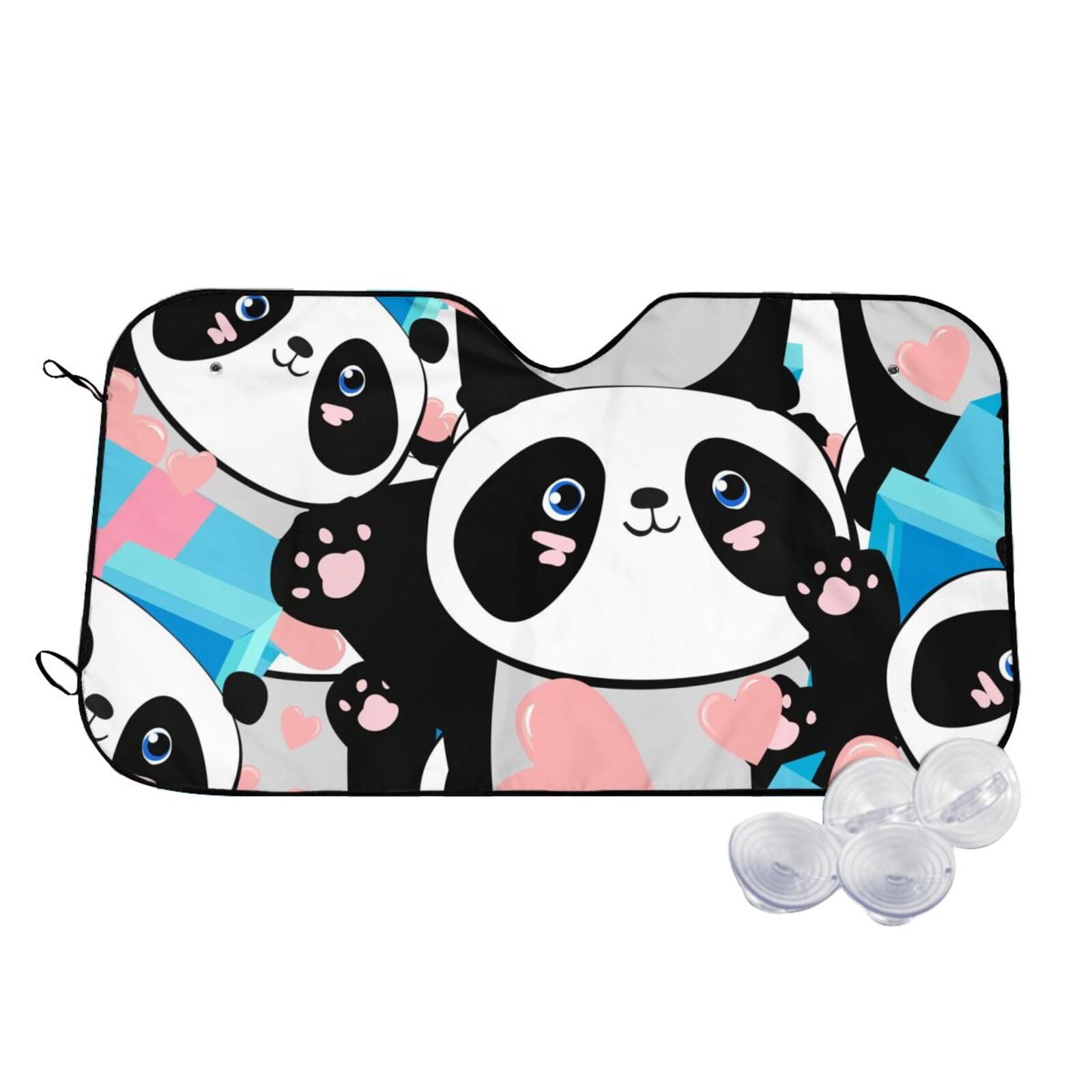 Daiia Panda Cute Pink Hearts Windshield Sun Shade for Car SUV Truck ...
