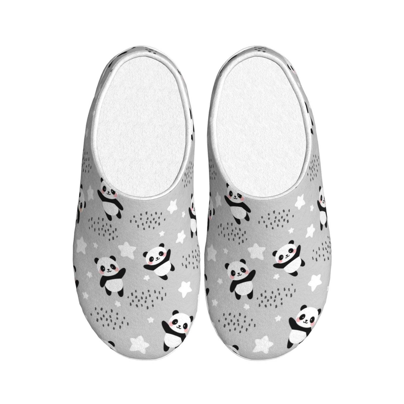 Daiia Pandas Between Clouds and Stars Print Women’s Fuzzy Slippers ...