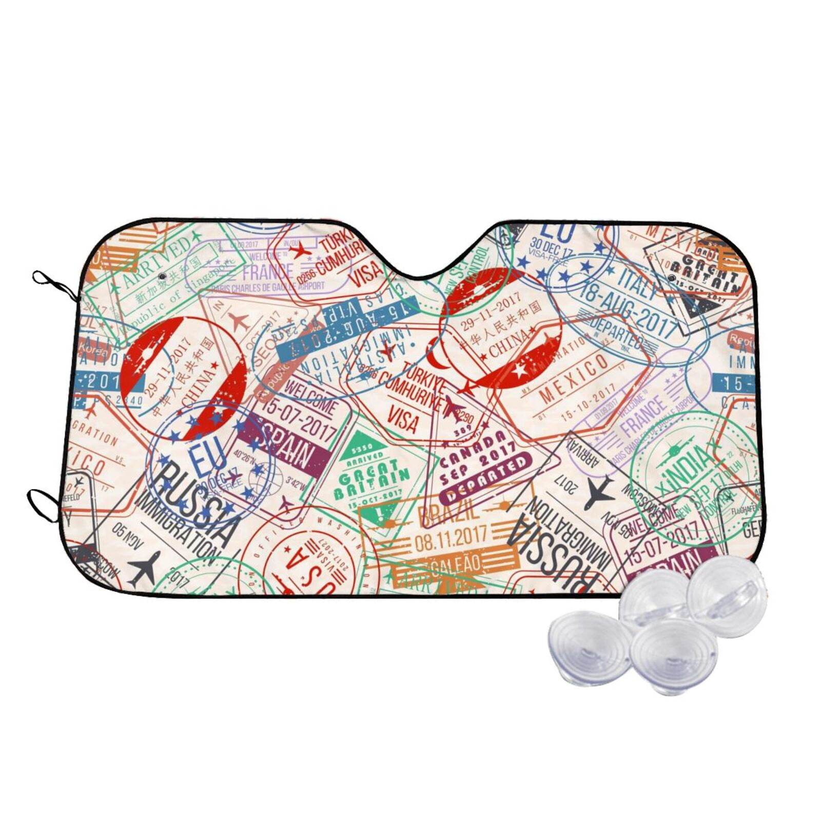 Daiia Passport Stamp Windshield Sun Shade for Car SUV Truck (Medium ...