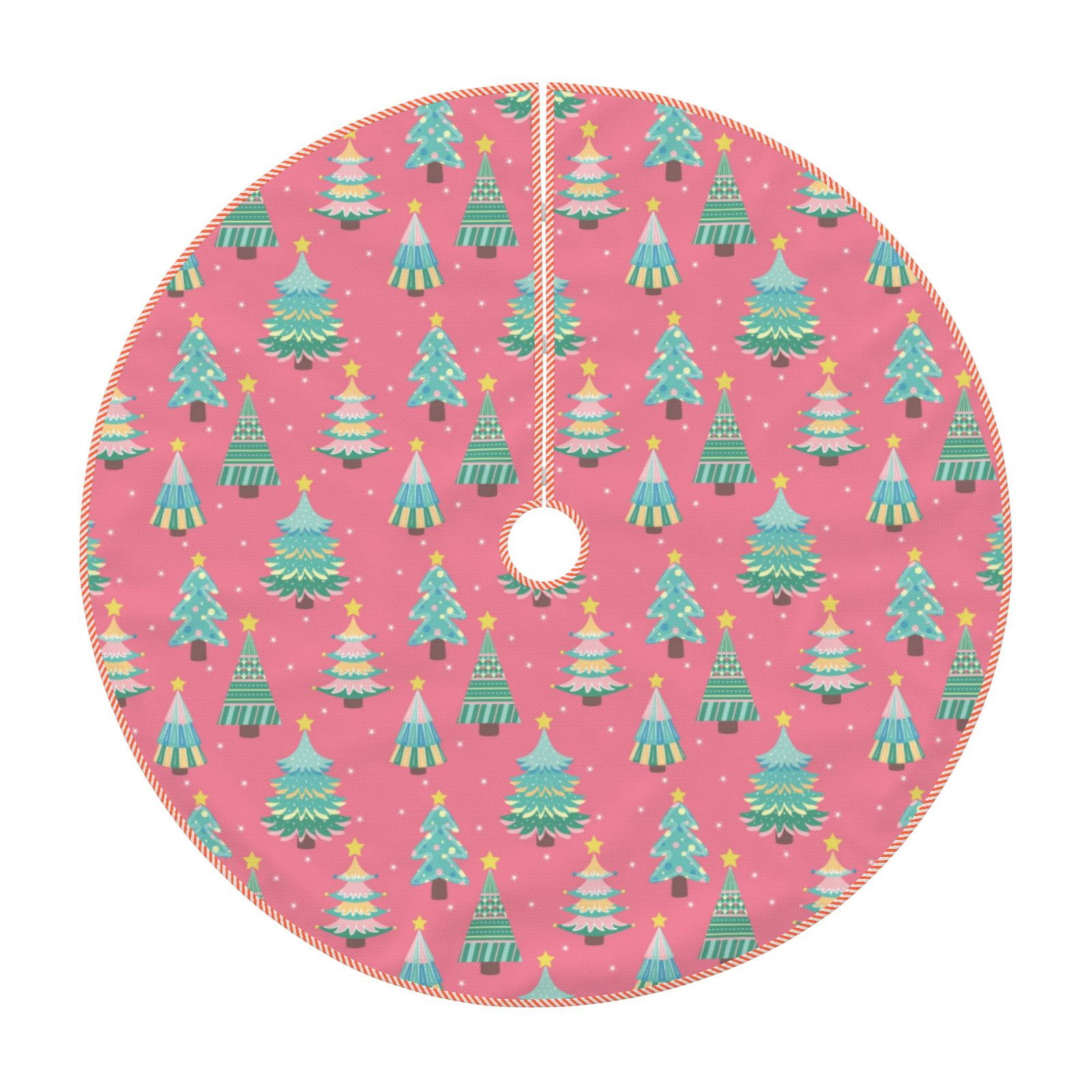 Daiia Pastel Christmas Trees on Pink Drawing Merry Christmas Tree Skirt ...