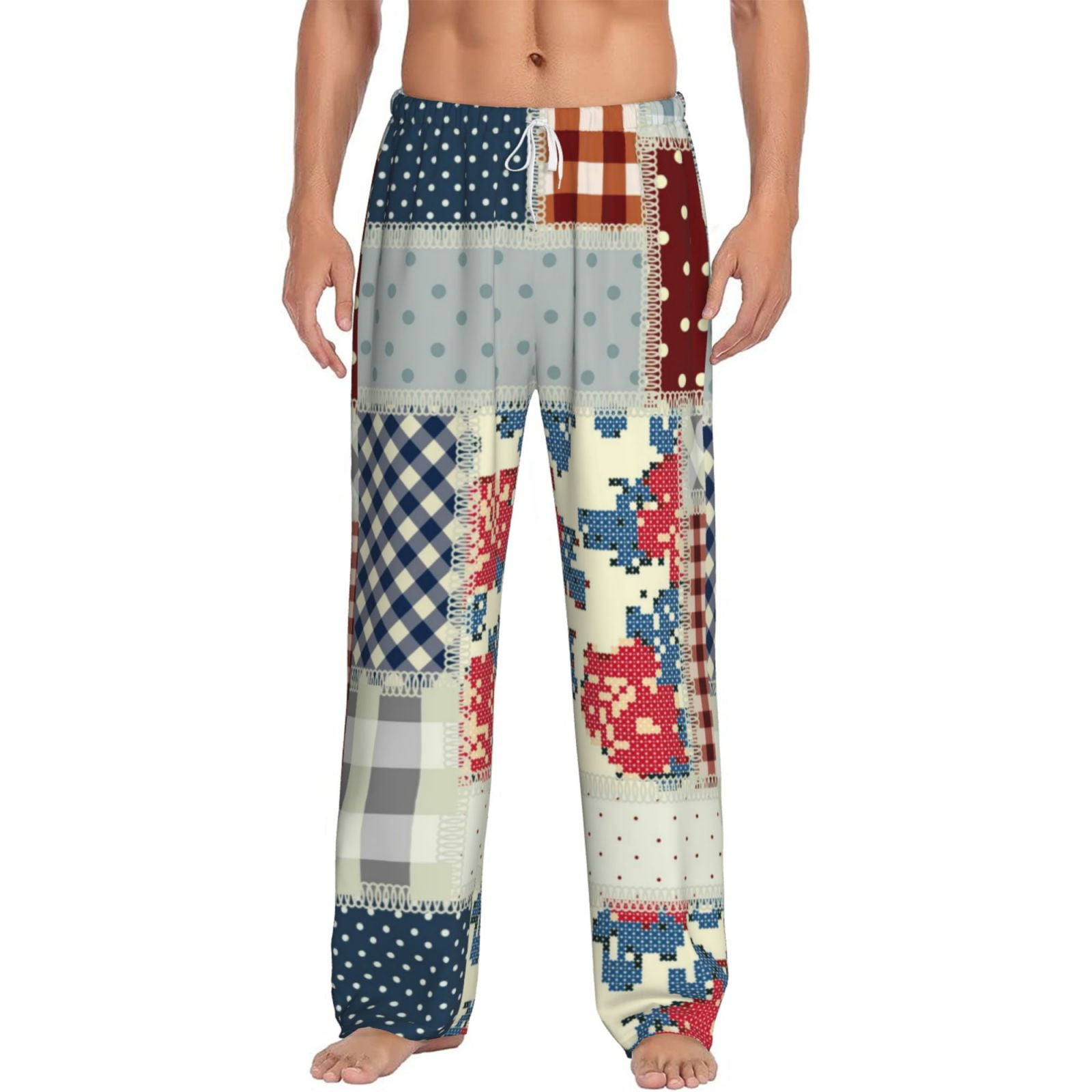 Daiia Patchwork In Country Style Men's Sleep Pant with Pockets and ...