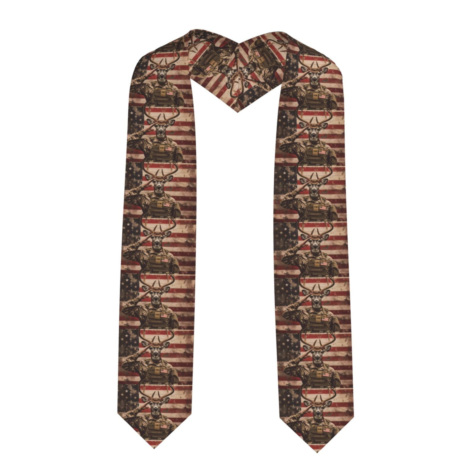 Daiia Patriotic Deer Soldier Salute Pattern Graduation Shawl Stole ...