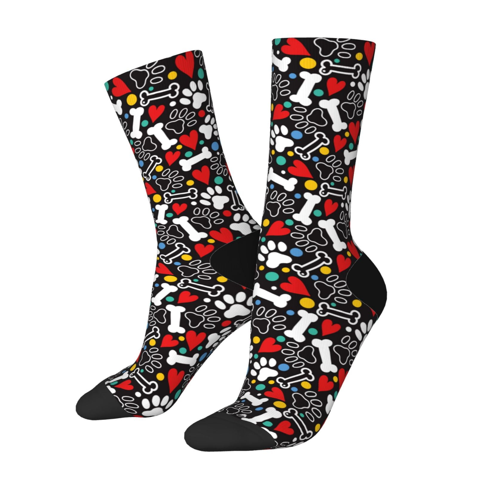Daiia Paw And Bones Print Crew Socks – Soft Breathable Long Socks for ...
